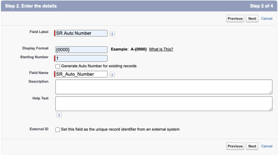 Auto Numbering Setup