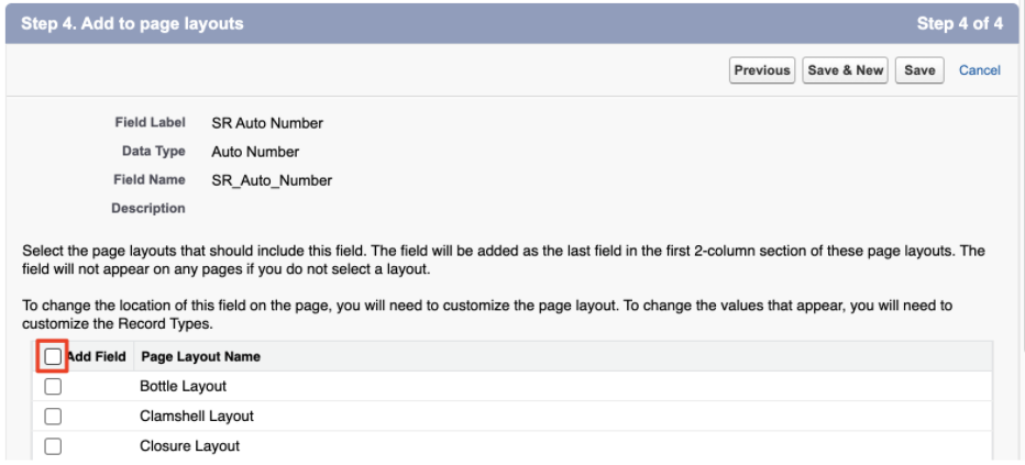 Auto Numbering Setup