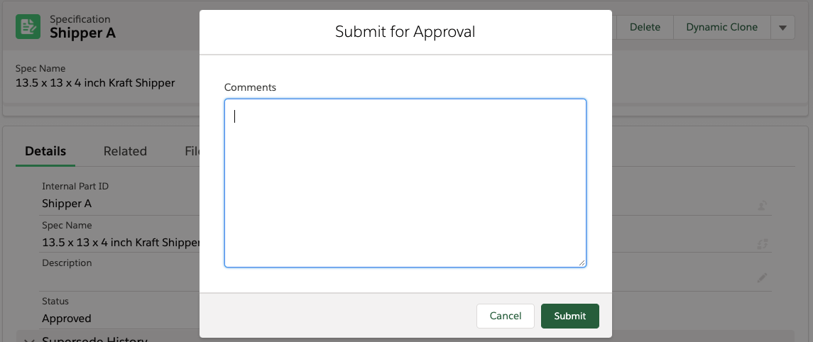 Submitting a record for approval