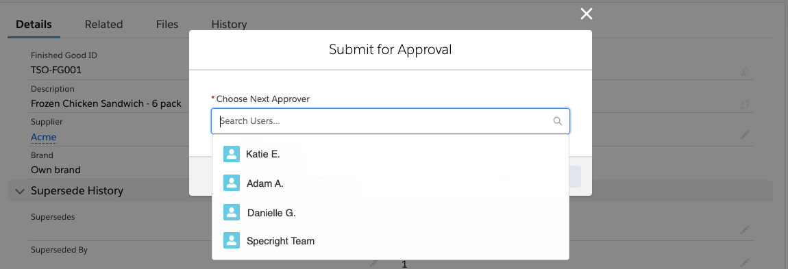 Submitting a record for approval