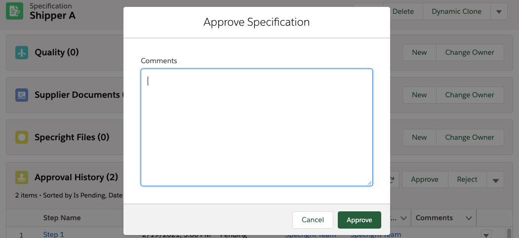 Approving or rejecting a record